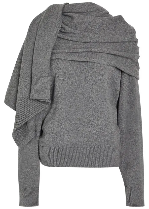 ARMARIUM Alida Scarf-effect Wool And Cashmere-blend Jumper - Grey