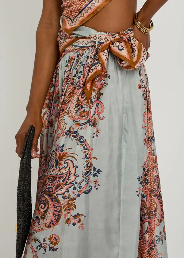 Zimmermann Aster Printed Silk Midi Skirt