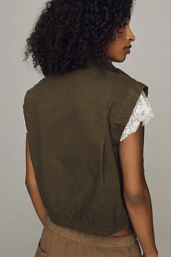 DOLAN Washed Twill High Neck Vest Jacket