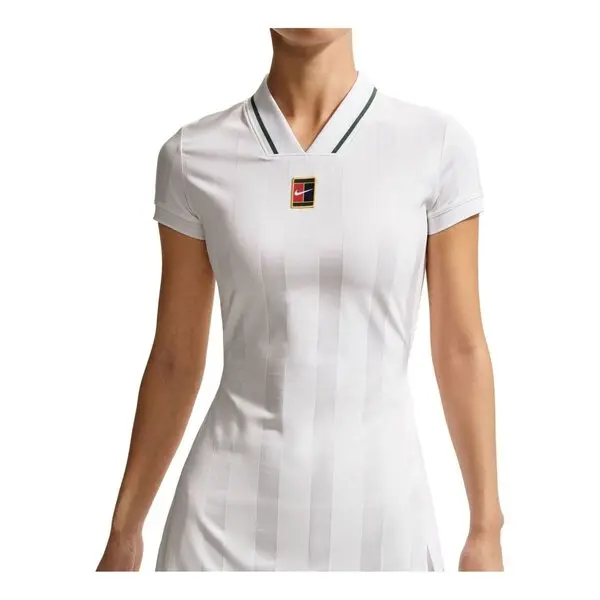 Nike Court Slam Dri-fit Dress With Vertical Stripes - White
