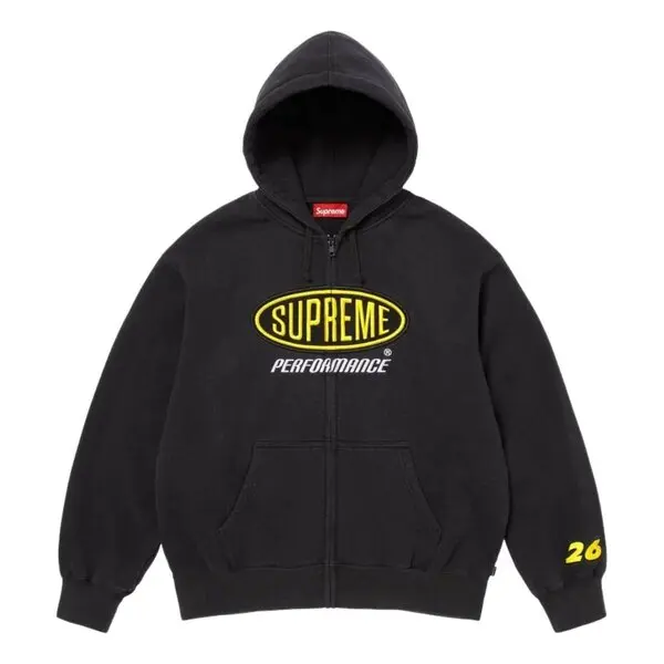 Supreme Performance Zip Up Hooded Sweatshirt - Black
