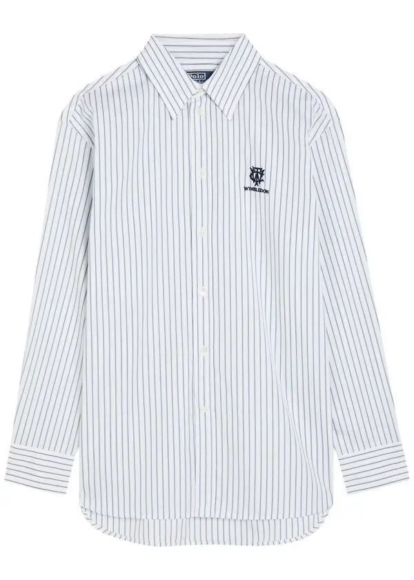 Polo Ralph Lauren Striped Embroidered Cotton Shirt - White