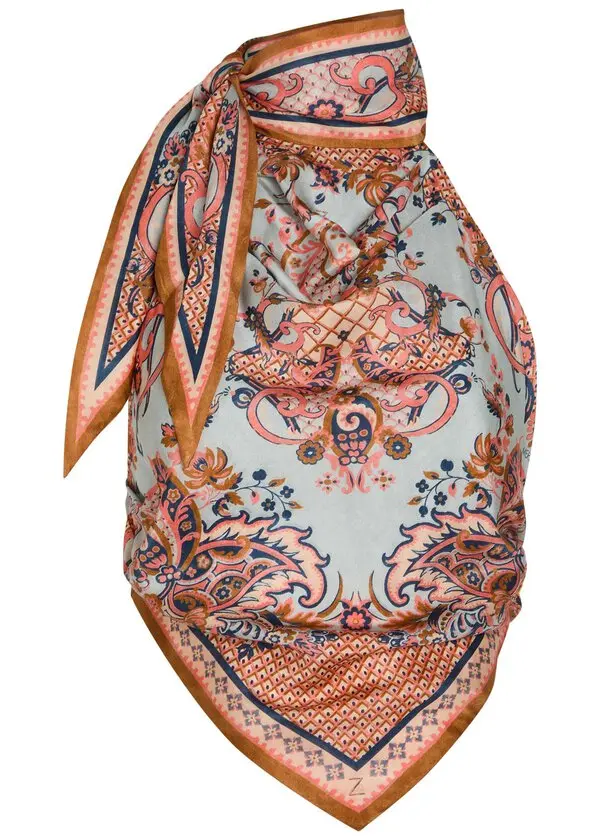 Zimmermann Aster Scarf Printed Silk Crop Top
