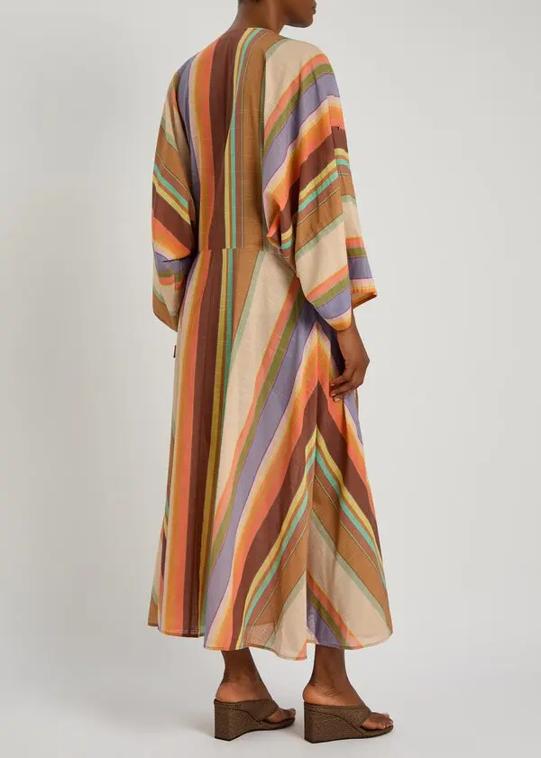 Zimmermann Solstice Striped Cotton Tunic Midi Dress