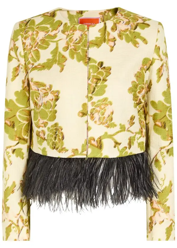 La DoubleJ Bijoux Feather-trim Woven Jacket