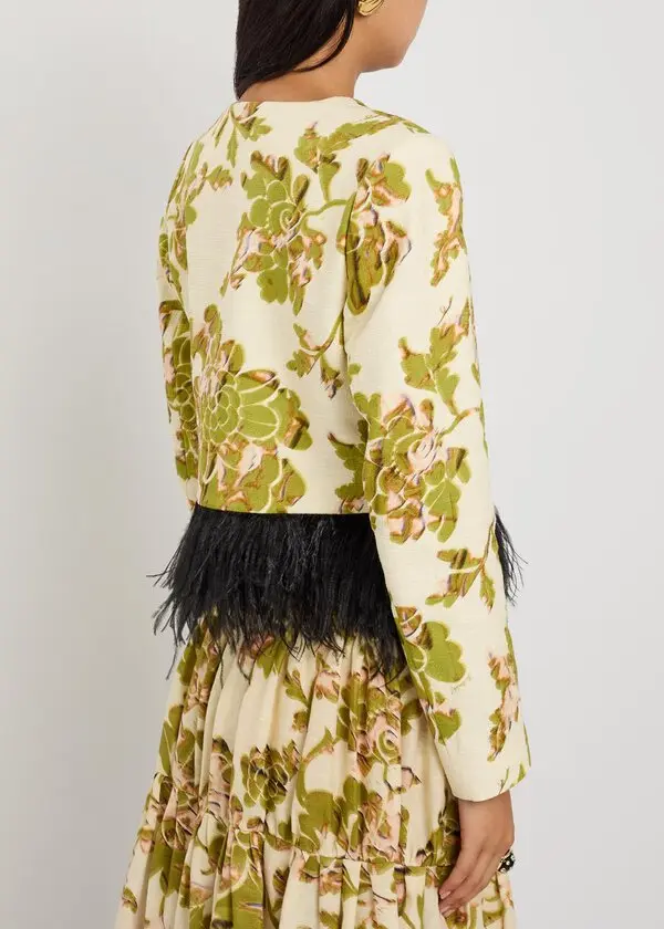 La DoubleJ Bijoux Feather-trim Woven Jacket