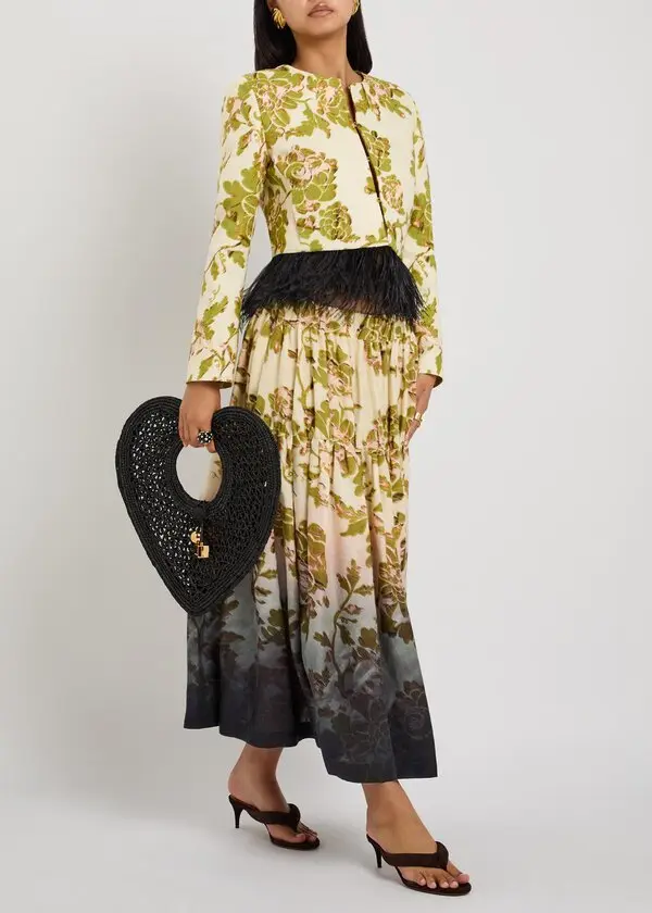 La DoubleJ Bijoux Feather-trim Woven Jacket
