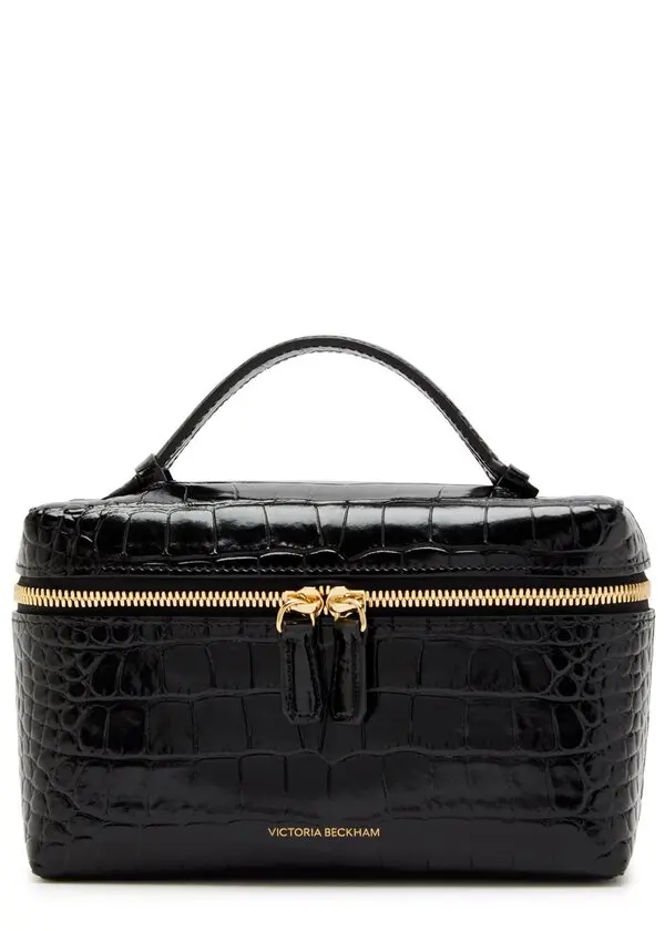 Victoria Beckham Vanity Crocodile-effect Leather Cross-body Bag - Black