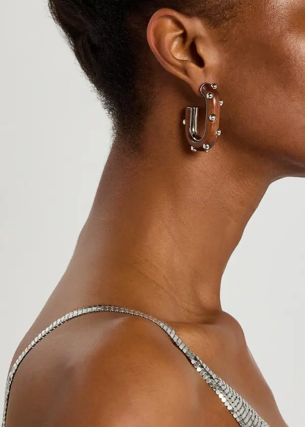 Rabanne Boucle D' Oreill Studded Wood Earrings