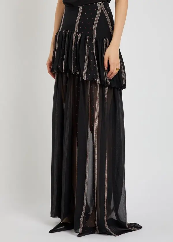 LIBEROWE Nina Printed Silk-chiffon Maxi Skirt