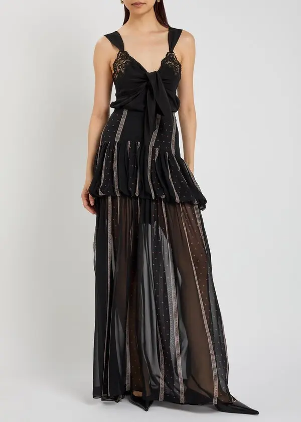 LIBEROWE Nina Printed Silk-chiffon Maxi Skirt