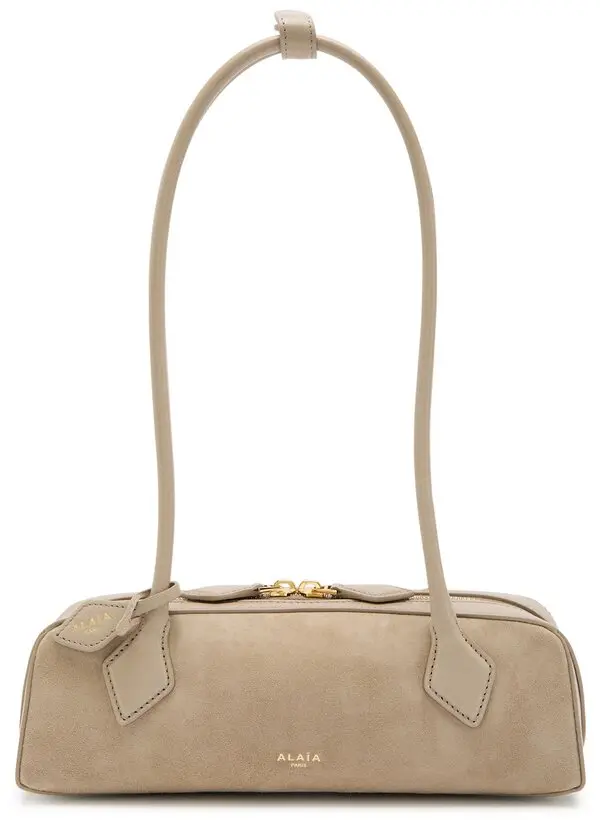 Alaïa Le Teckle Small Leather And Suede Shoulder Bag - Grey