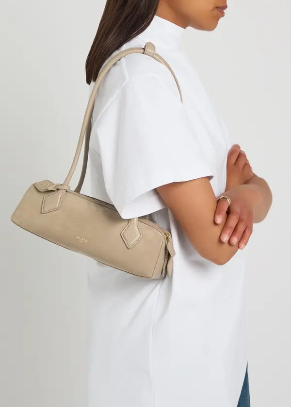 Alaïa Le Teckle Small Leather And Suede Shoulder Bag - Grey