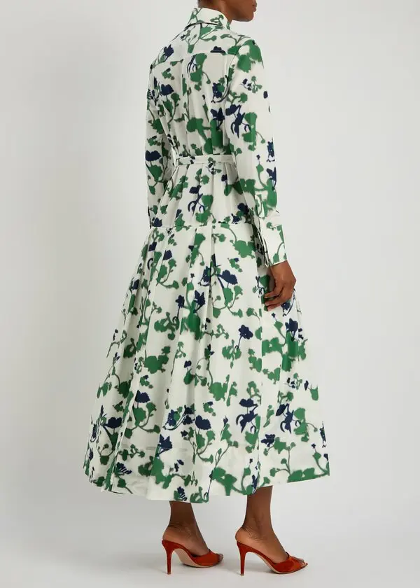 PATRICK MCDOWELL Printed Cotton And Silk-blend Midi Shirt Dress