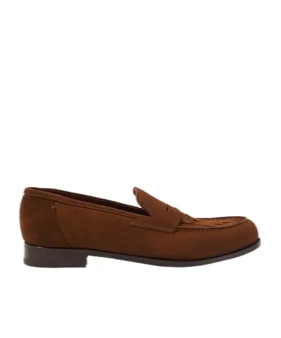 LARDINI Woven Suede Penny Loafers