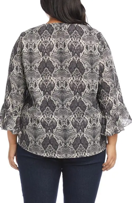 Karen Kane Snake Ruffle Chiffon Top