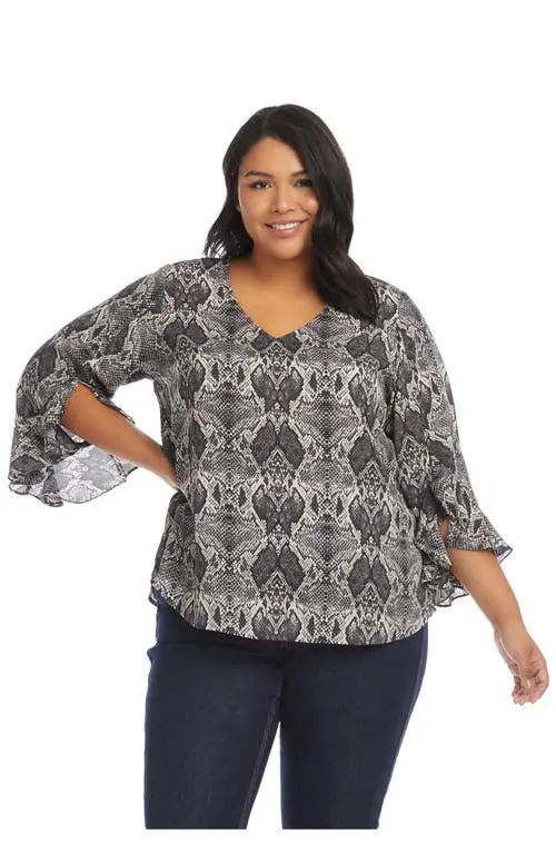 Karen Kane Snake Ruffle Chiffon Top