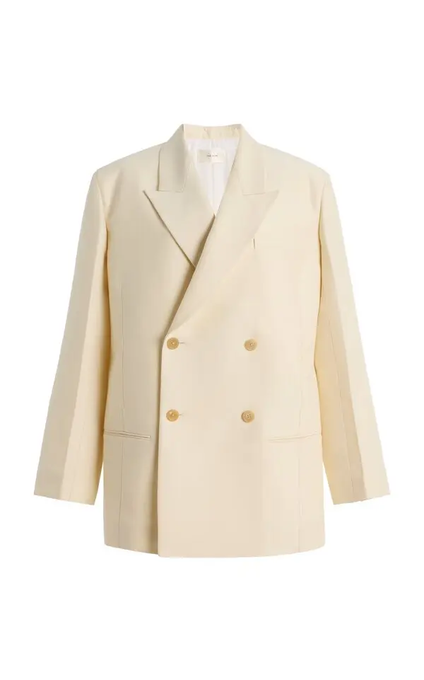 THE ROW Cosmo Wool-silk Double-breasted Blazer - White