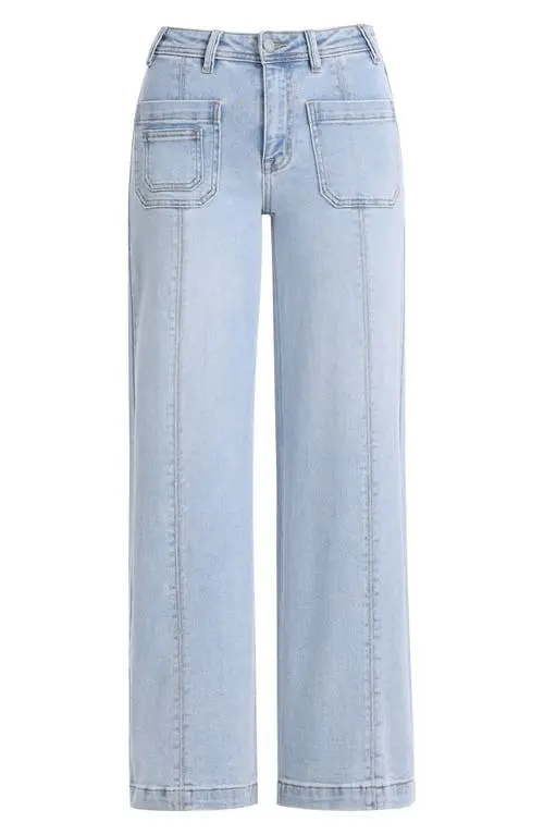 BAYEAS Patch Pocket Mid Rise Wide Leg Jeans