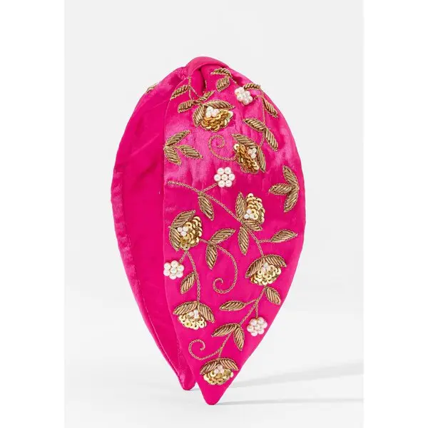 HAIR DRAMA CO. Fuchsia Meadow Twist Band Headband - Pink