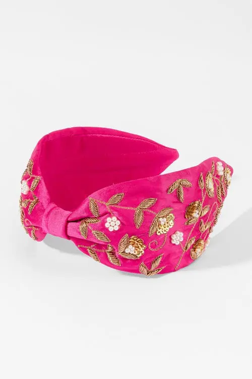 HAIR DRAMA CO. Fuchsia Blossom Embellished Headband