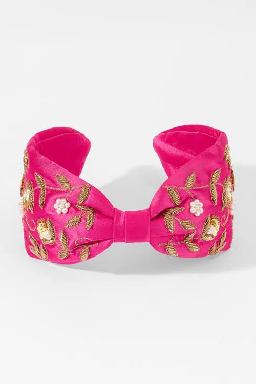 HAIR DRAMA CO. Fuchsia Blossom Embellished Headband