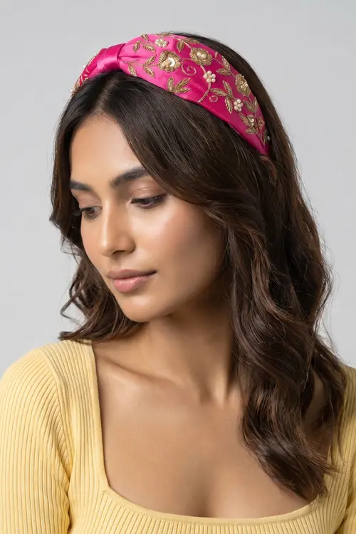 HAIR DRAMA CO. Fuchsia Blossom Embellished Headband