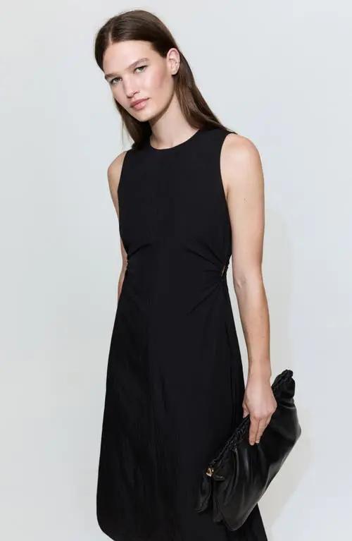 Mango Side Cutout Sleeveless Dress - Black