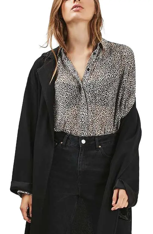 Topshop Star Sheer Shirt - Black Multi
