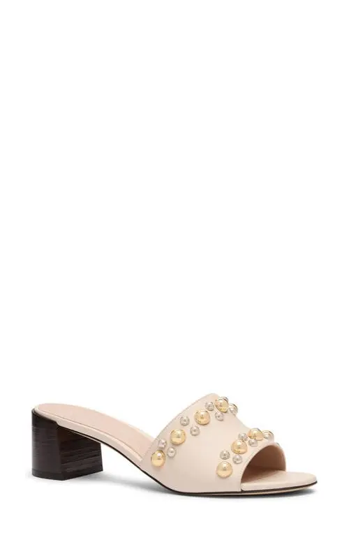 STUART WEITZMAN Perry Leather Slide Sandal - Linen
