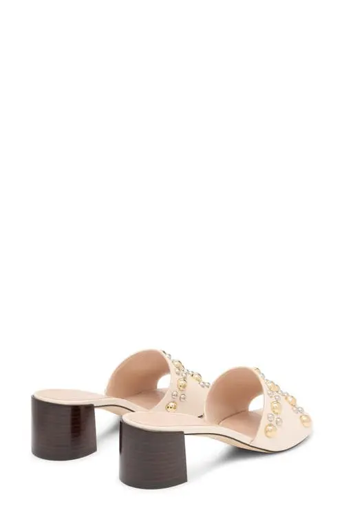 STUART WEITZMAN Perry Leather Slide Sandal - Linen