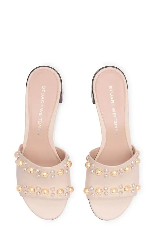 STUART WEITZMAN Perry Leather Slide Sandal - Linen