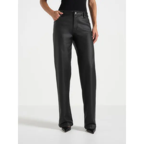 Manière De Voir Florence Wax Effect High Rise Straight Leg Jeans - Black