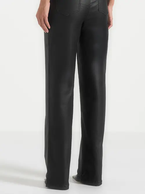 Manière De Voir Florence Wax Effect High Rise Straight Leg Jeans - Black