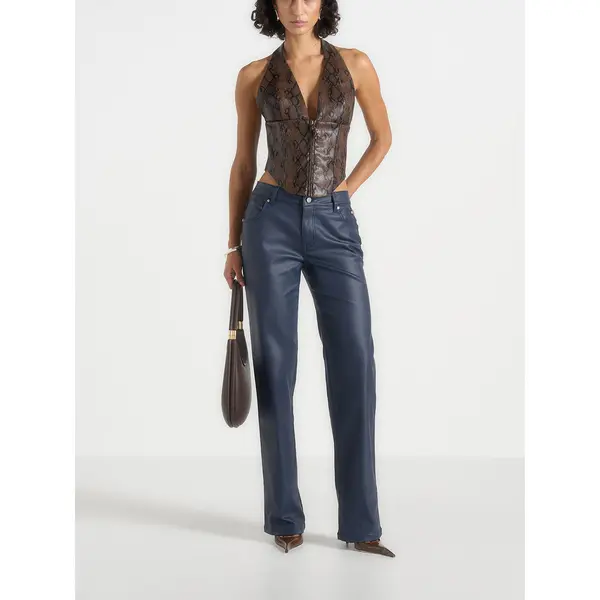 Manière De Voir Maniere De Voir Wax Effect High Rise Straight Leg Jeans - Indigo