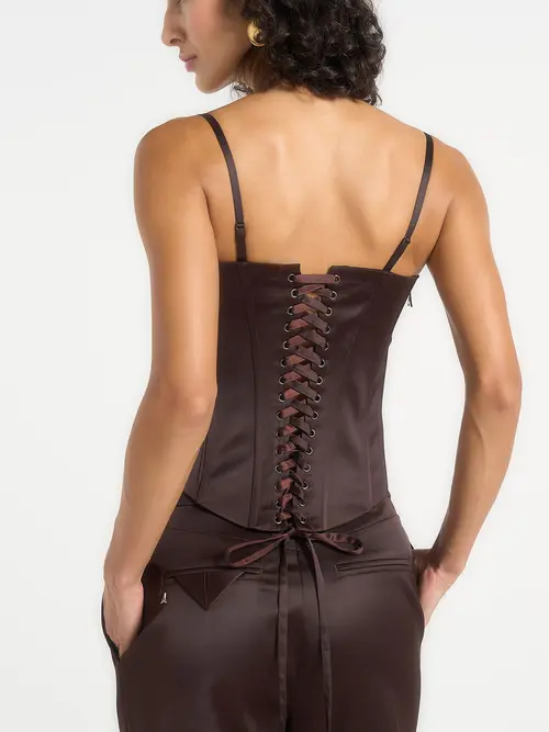 Manière De Voir Scarlett Satin Lace Up Corset