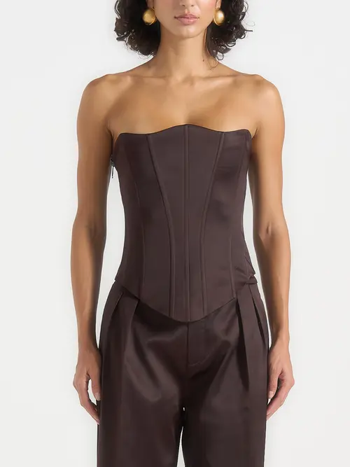 Manière De Voir Scarlett Satin Lace Up Corset