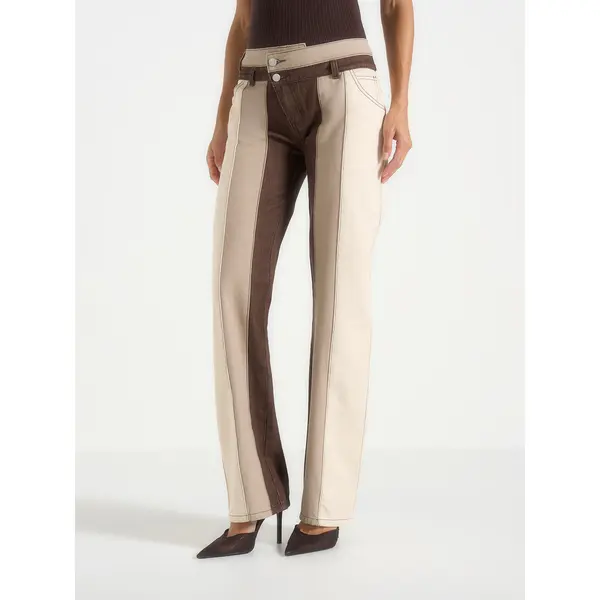 Manière De Voir Jacinda Colour Block Straight Leg Jeans - Brown