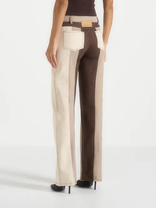 Manière De Voir Jacinda Colour Block Straight Leg Jeans - Brown