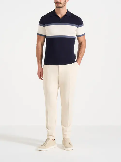 Manière De Voir Enzo Colour Block Polo - Navy