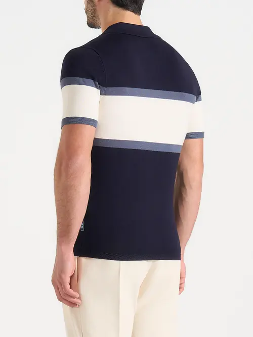 Manière De Voir Enzo Colour Block Polo - Navy