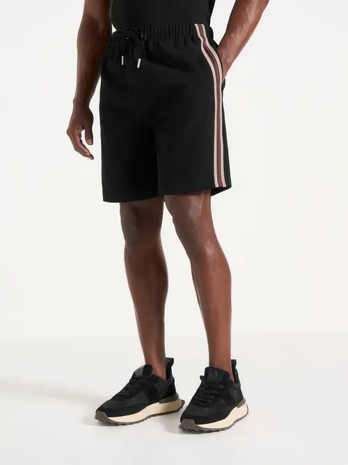 Manière De Voir Taylor Taped Cotton Shorts - Black