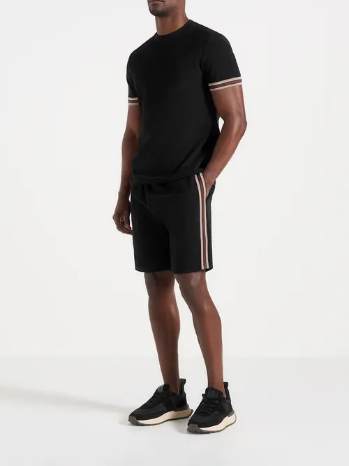 Manière De Voir Taylor Taped Cotton Shorts - Black