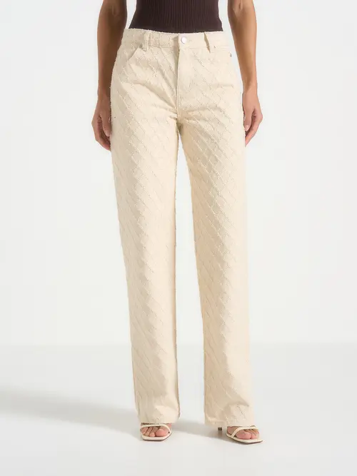 Manière De Voir Elyssa Diamond Stitch Straight Leg Jeans