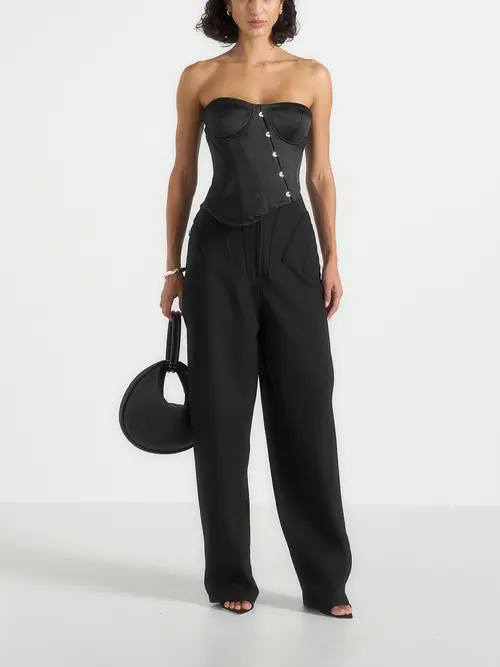 Manière De Voir Maniere De Voir Asymmetric Satin Corset Top