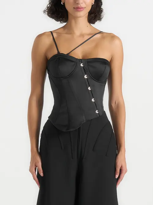 Manière De Voir Maniere De Voir Asymmetric Satin Corset Top