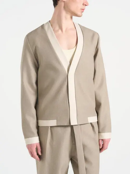 Manière De Voir Clovis Cardigan With Contrast Placket - Beige