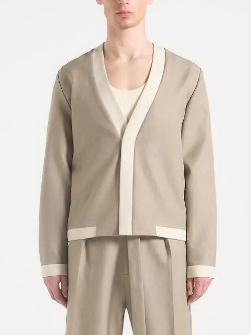 Manière De Voir Clovis Cardigan With Contrast Placket - Beige