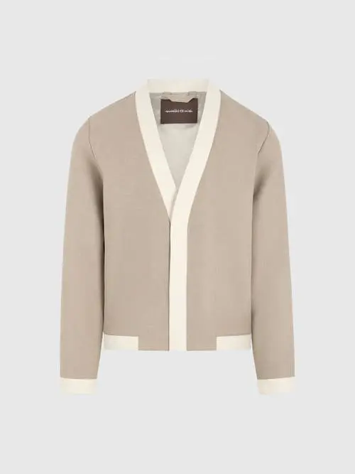 Manière De Voir Clovis Cardigan With Contrast Placket - Beige
