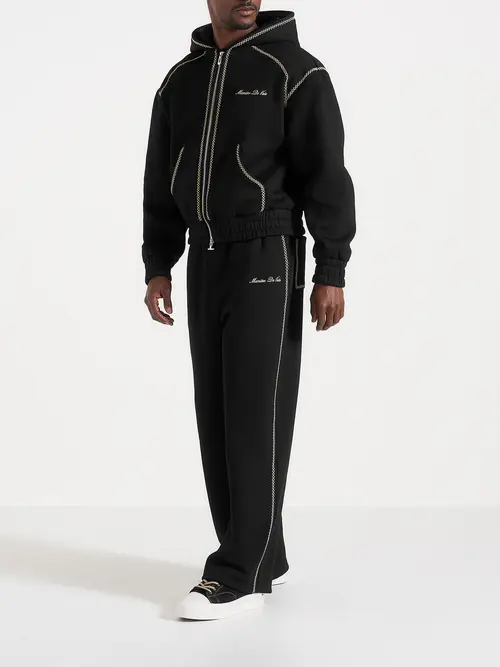 Manière De Voir Morgan Whipstitch Regular Joggers - Black